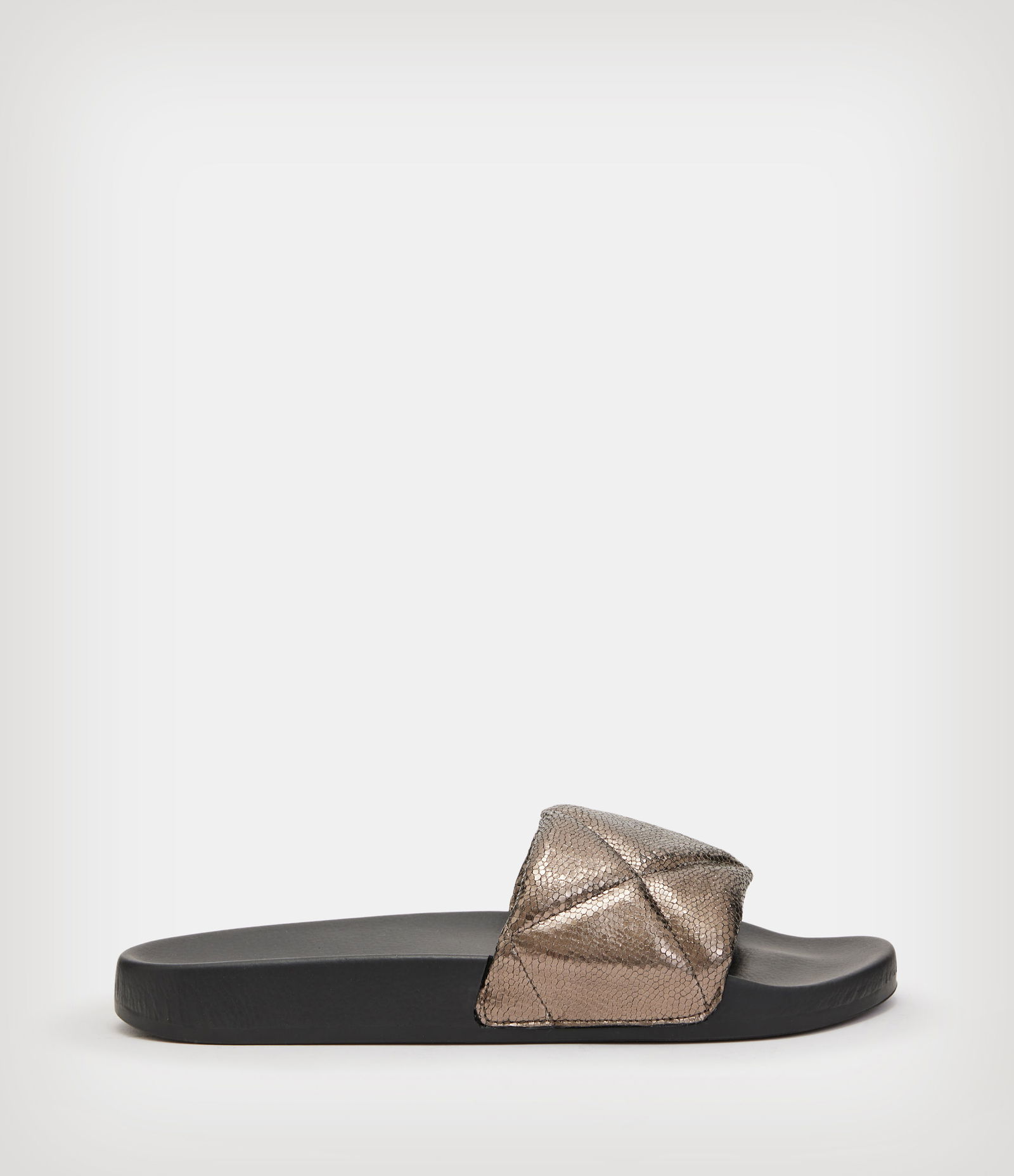 ALLSAINTS Bell Leather Shimmer Sliders | endource