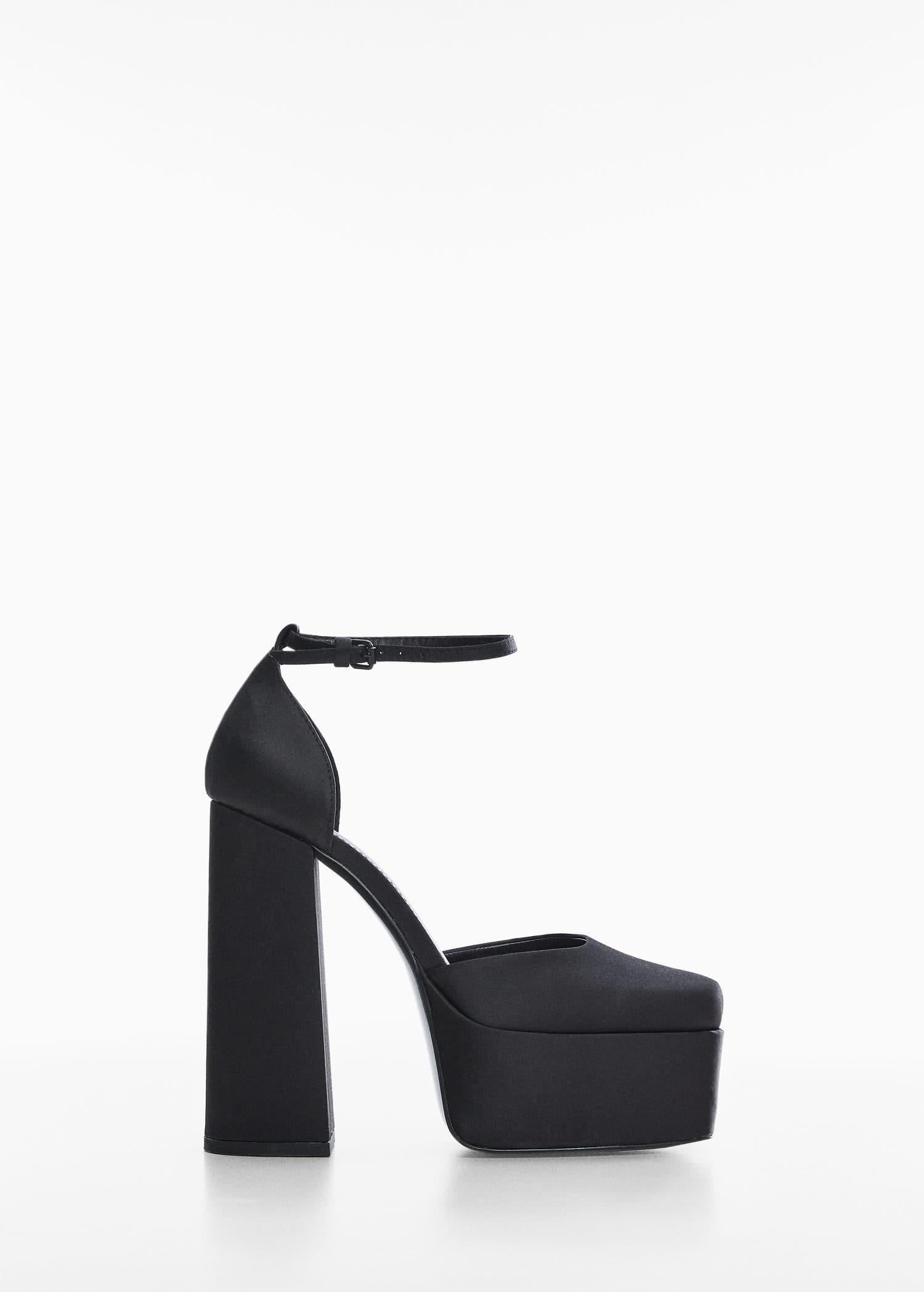 MANGO Satin Platform Shoe in Black | endource