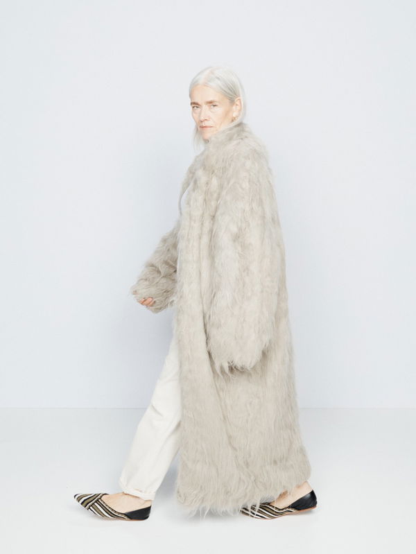 RAEY Collared Shearling Wool-Blend Maxi Coat | endource