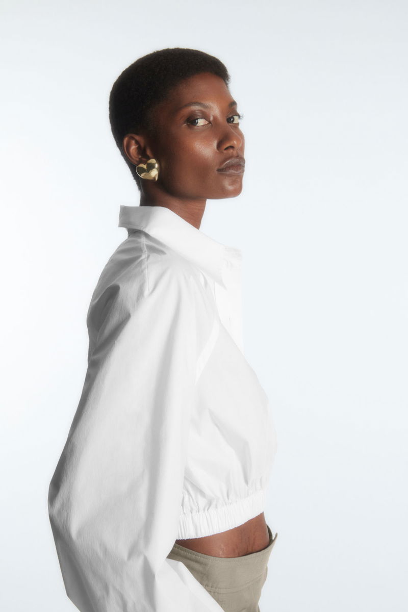 COS Cropped Elasticated Shirt in WHITE | endource