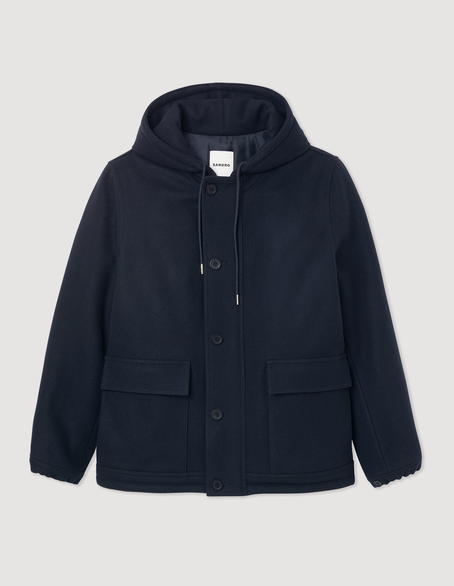 SANDRO Wool Cloth Coat in Olive Green | Endource