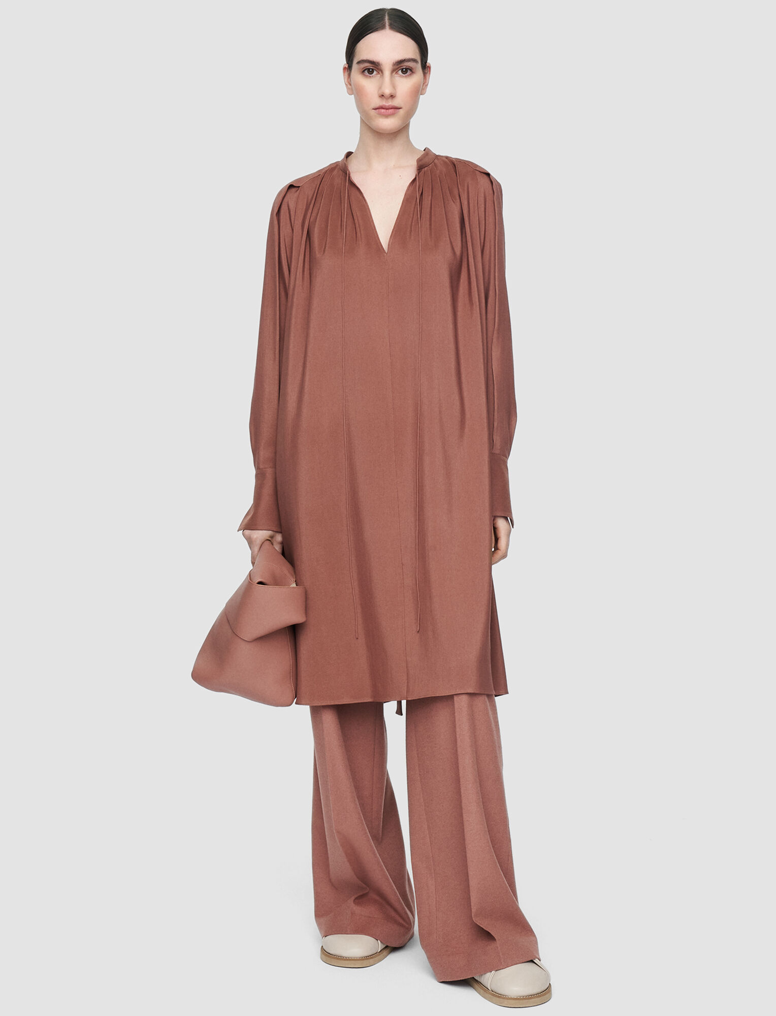 JOSEPH Wool Silk Gazar Penrose Dress in Mauve | endource