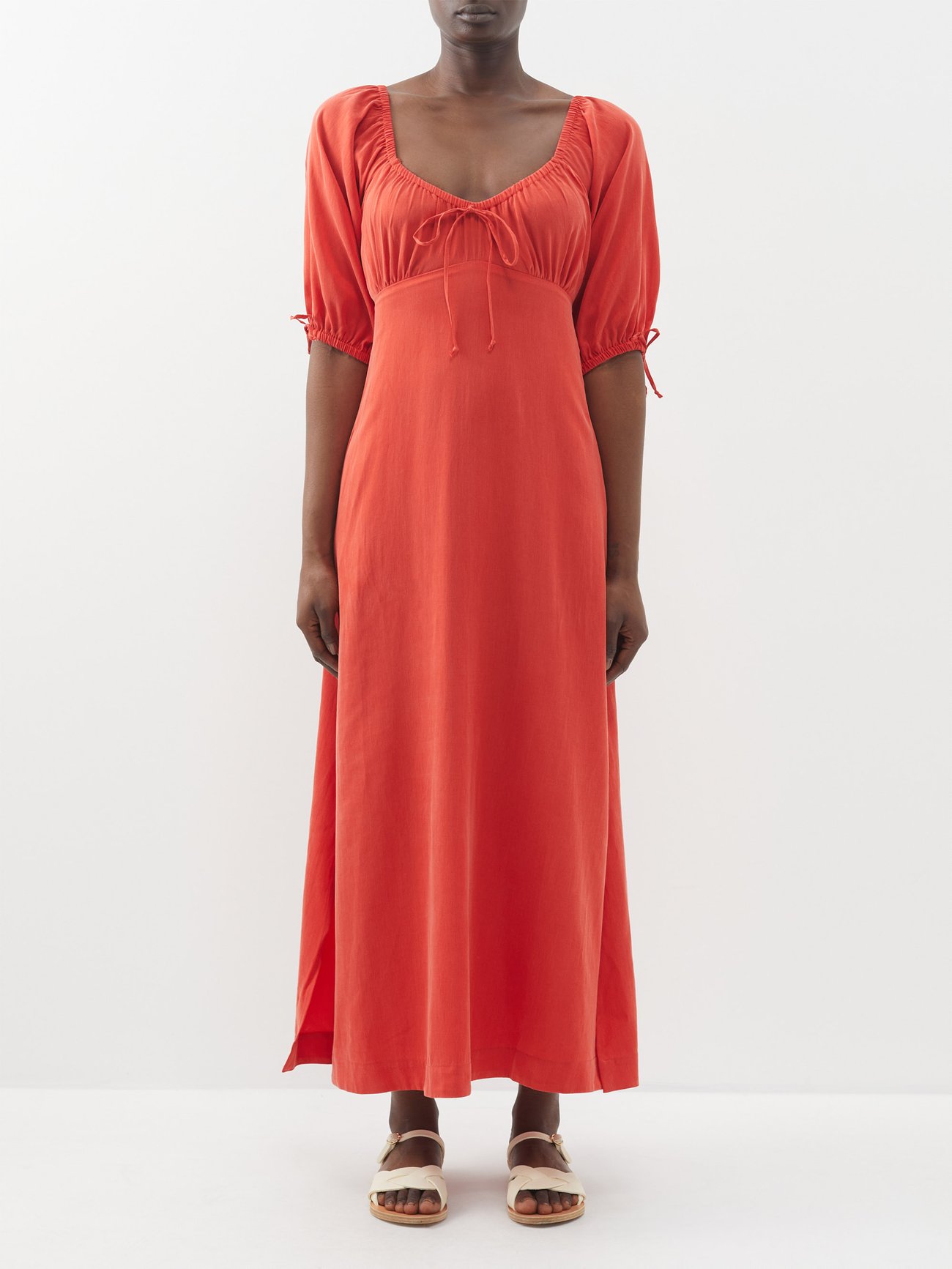 CASA RAKI Frida Gathered-Bust Crepe Midi Dress | Endource