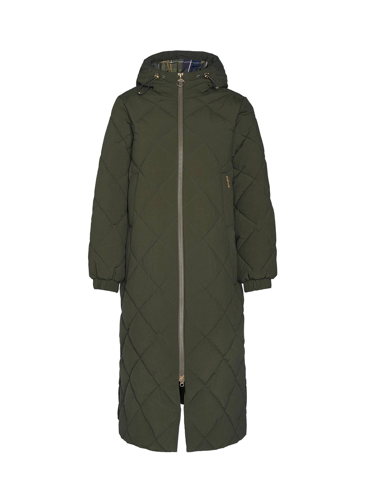 BARBOUR Mosswood Long Quilted Jacket in Sage | endource