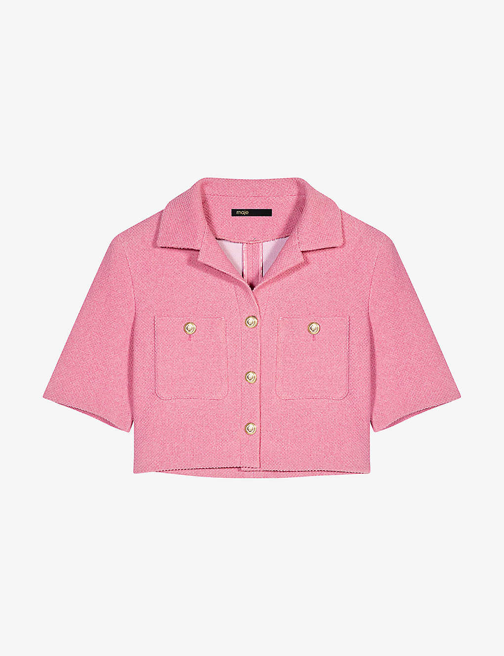 MAJE Vapela Cropped Stretch-Tweed Jacket in ROSES | Endource