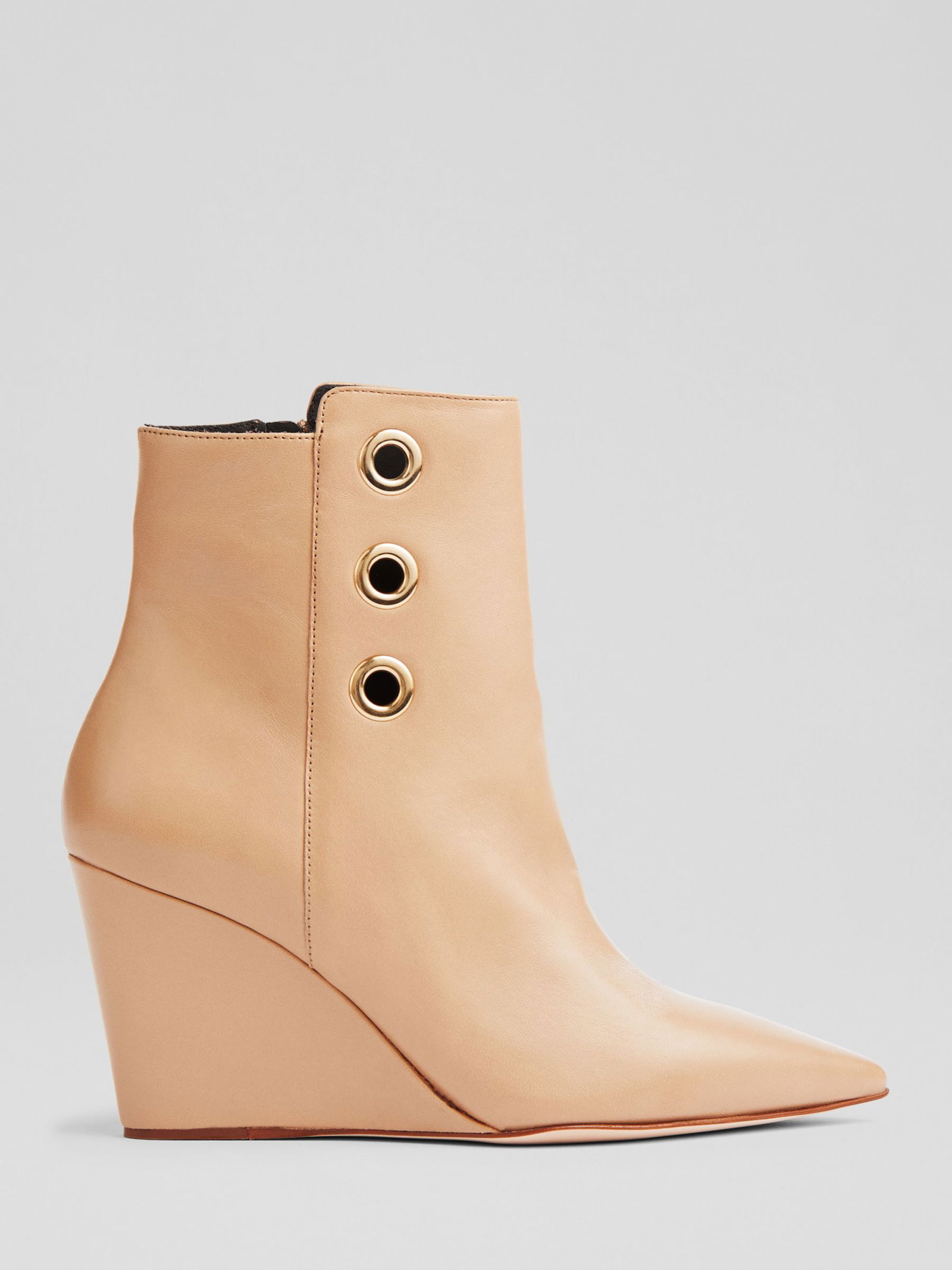 L.K. BENNETT Brie Leather Wedge Heel Ankle Boots | endource