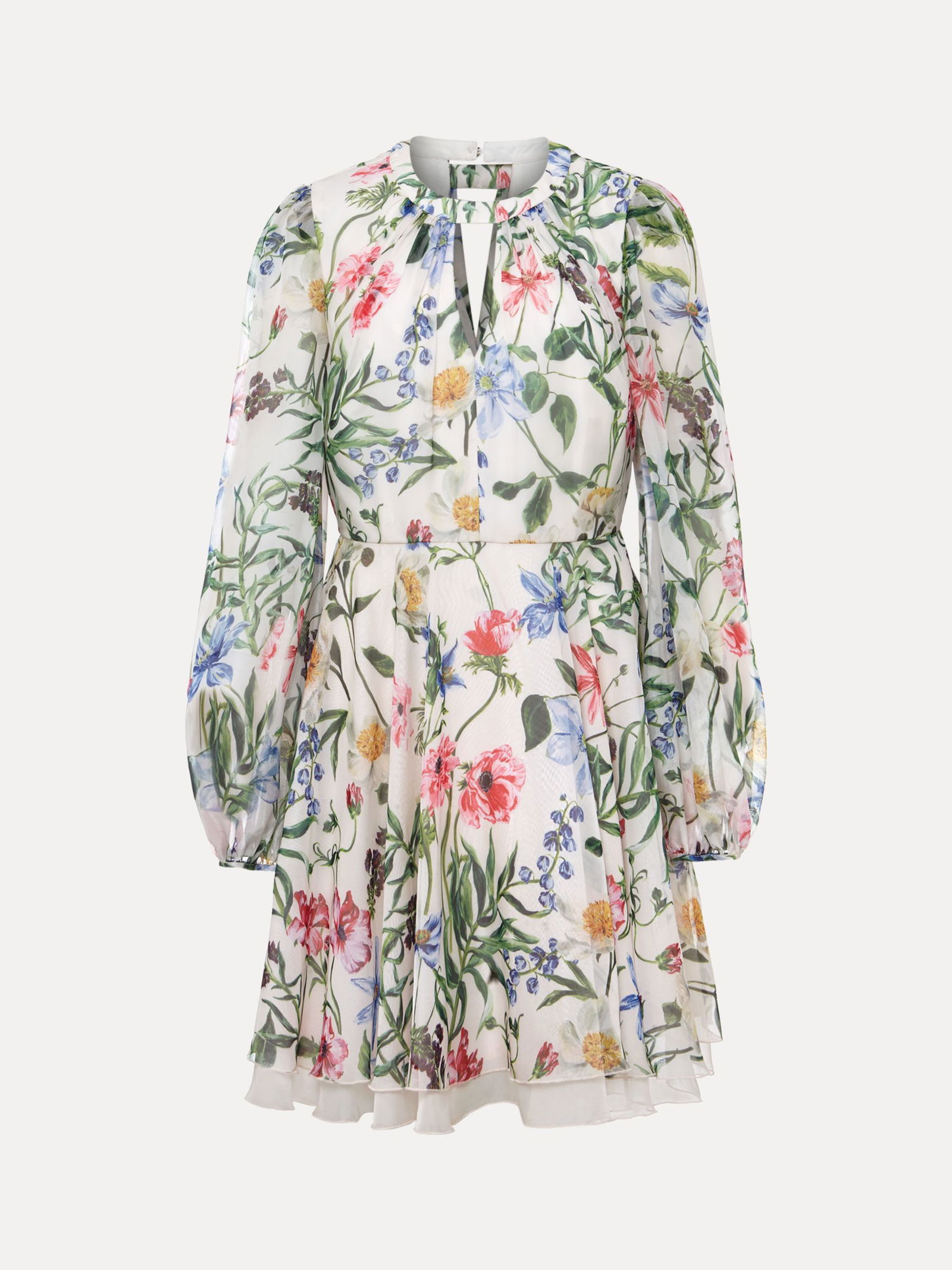 PHASE EIGHT Everleigh Chiffon Floral Mini Dress in Ivory/Multi | endource