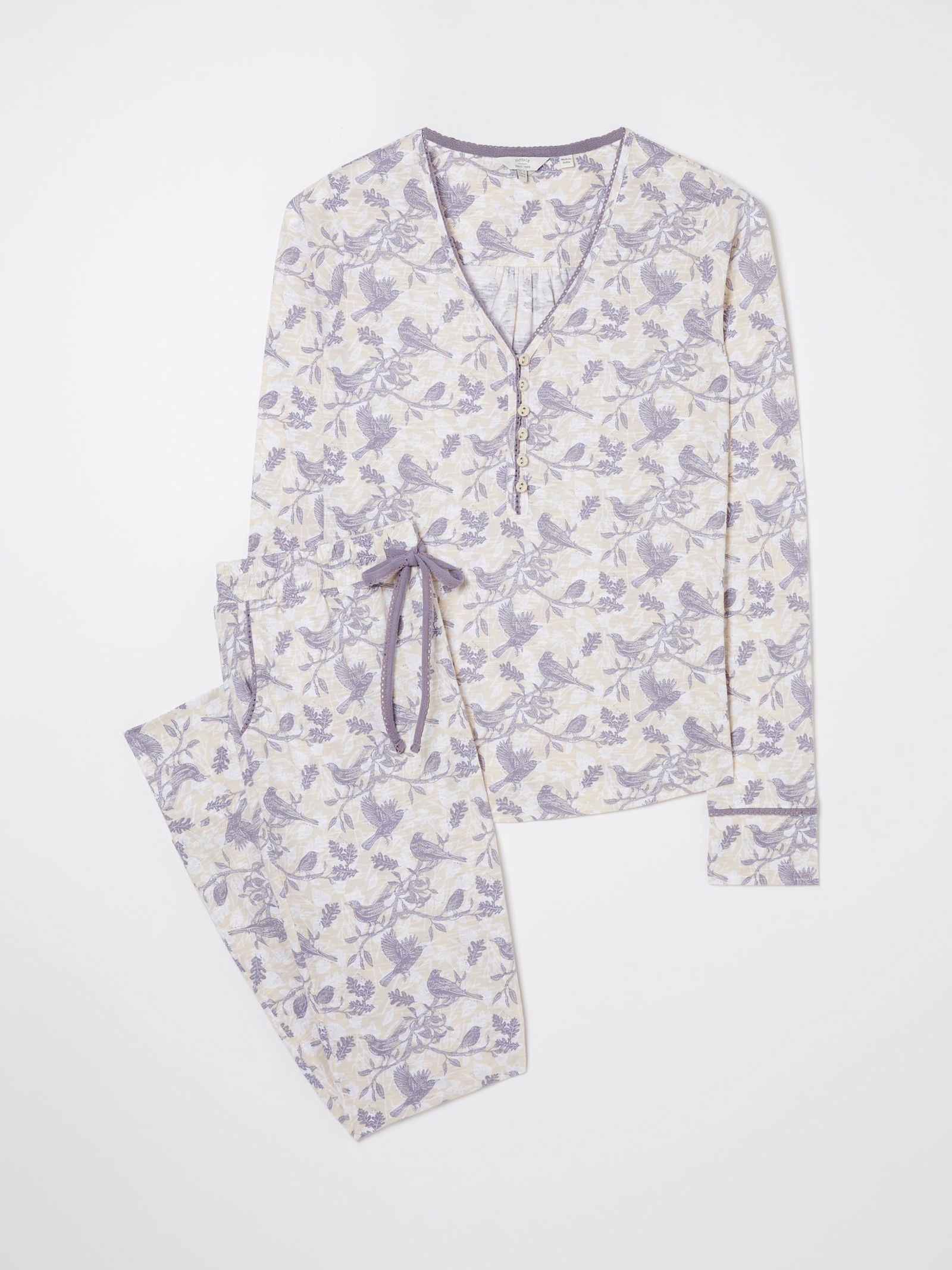 FATFACE Estelle Birds Pyjama Set in Ivory | endource