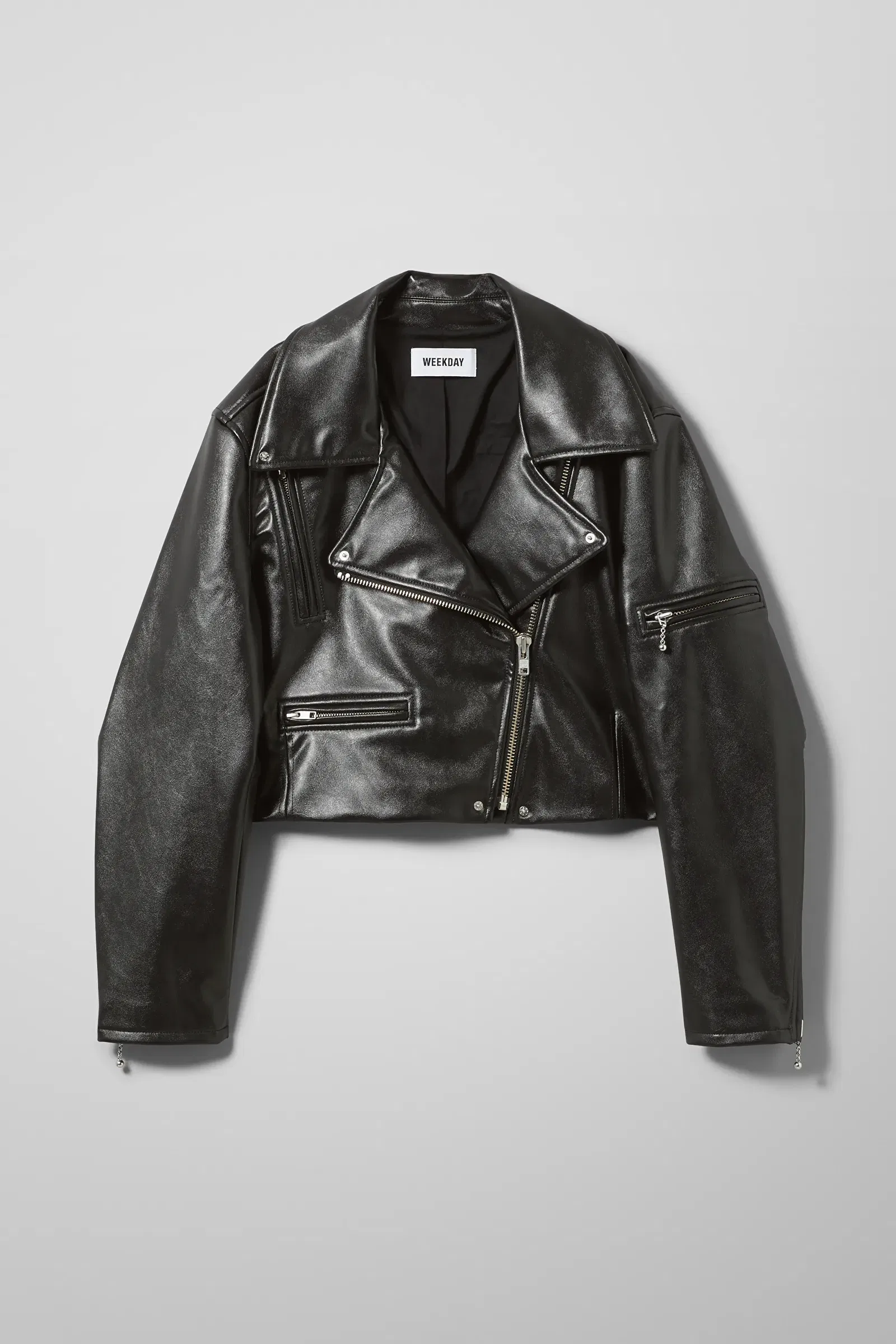 WEEKDAY Daria PU Biker Jacket in Black | endource