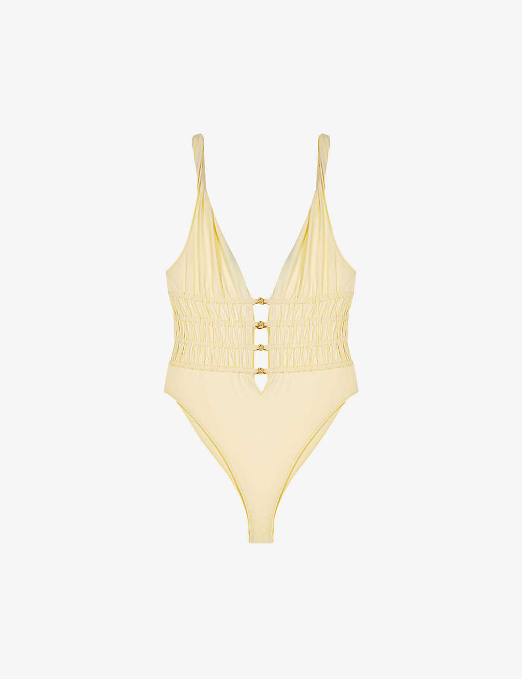 MAJE Plunge-Neck Cut-Out Stretch-Jersey Body in Jaunes / Oranges | Endource