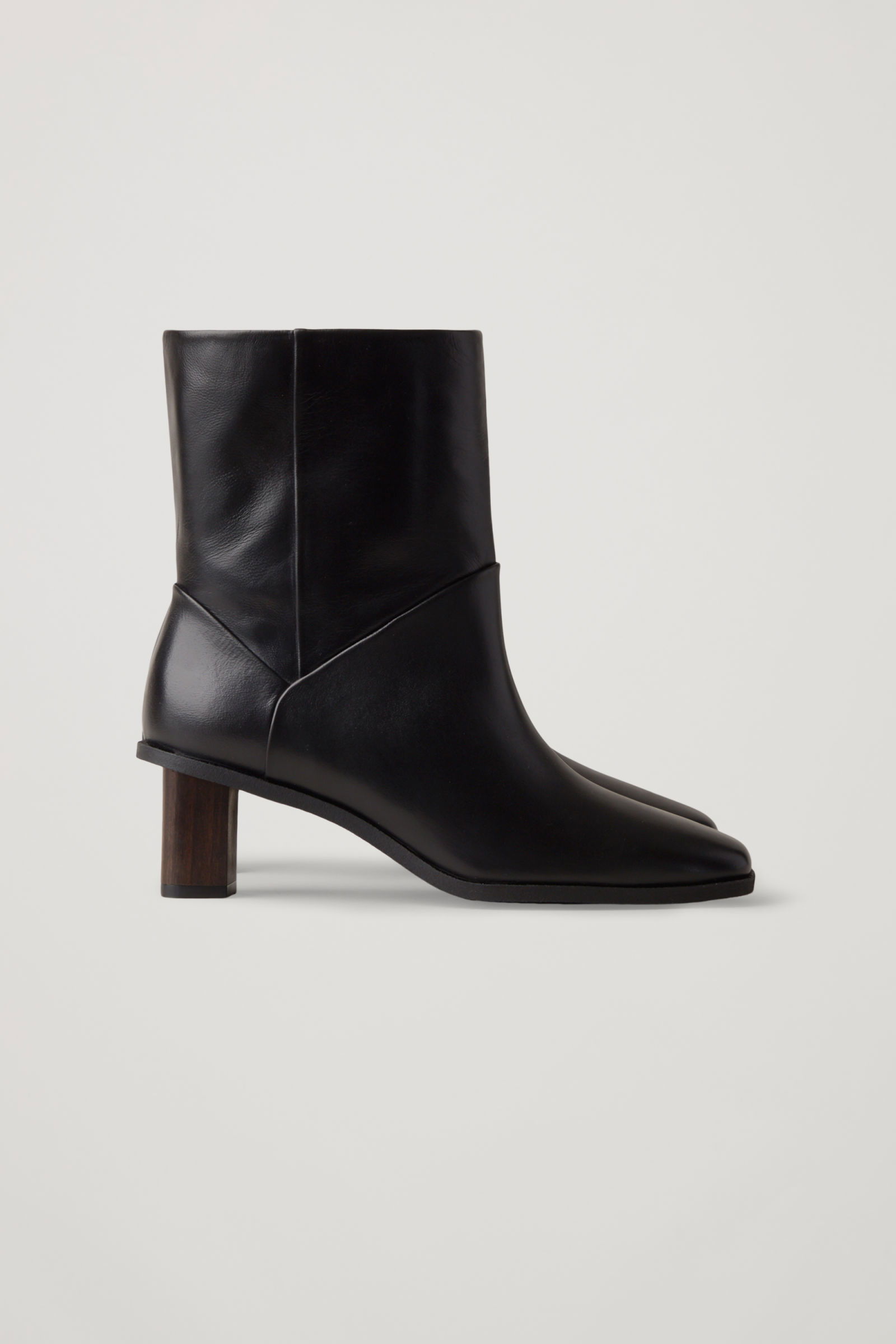 COS Leather Boots With Tilted Heel in Black | endource