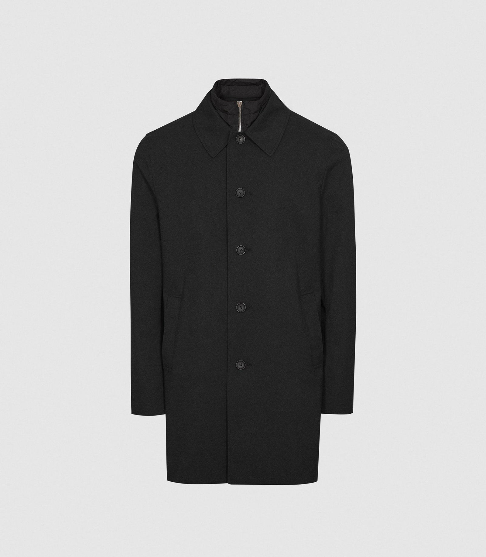 REISS Perrin Mac With Removable Zip Neck Insert in Black | endource
