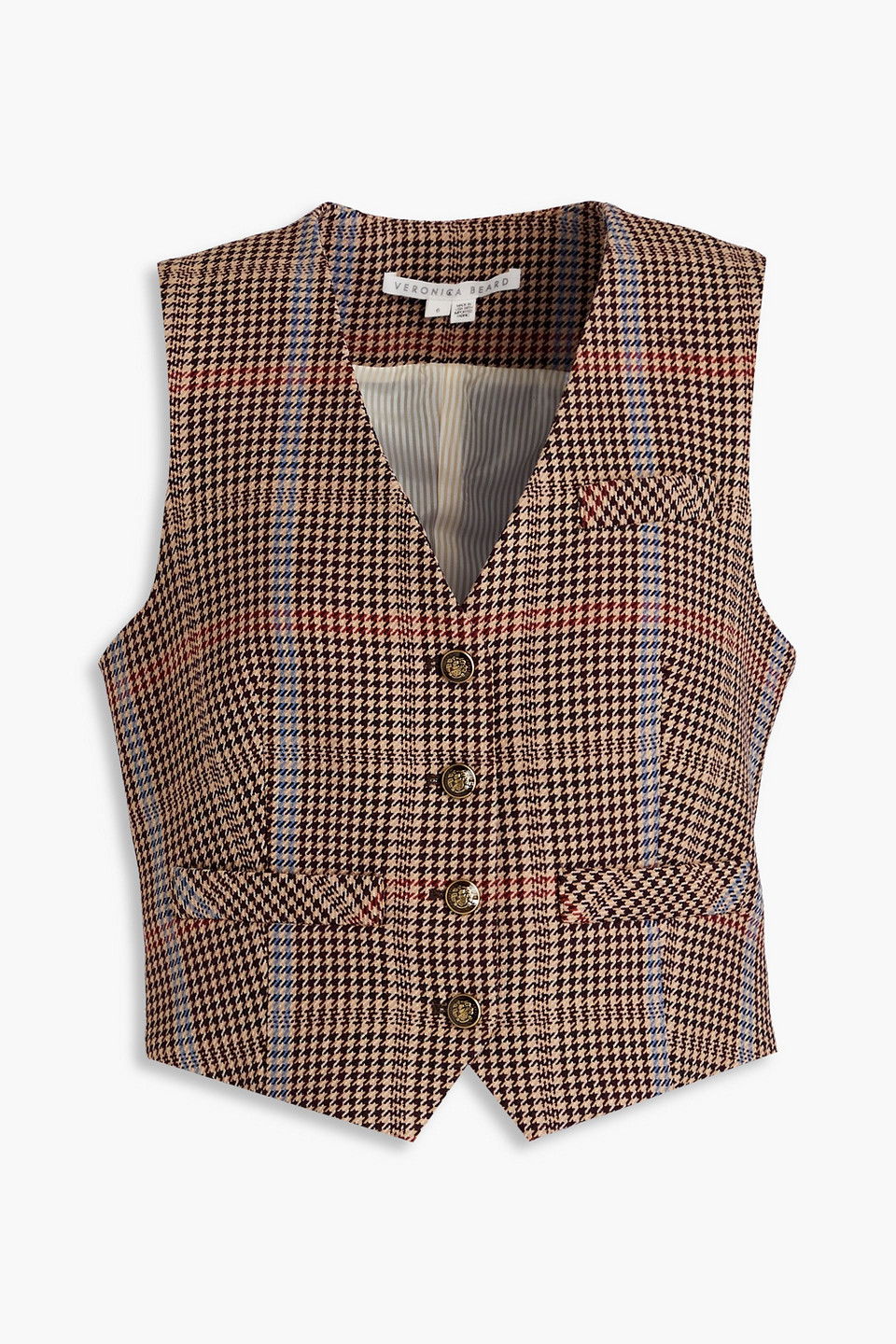 VERONICA BEARD Bennett Houndstooth Tweed Vest in Neutral | endource