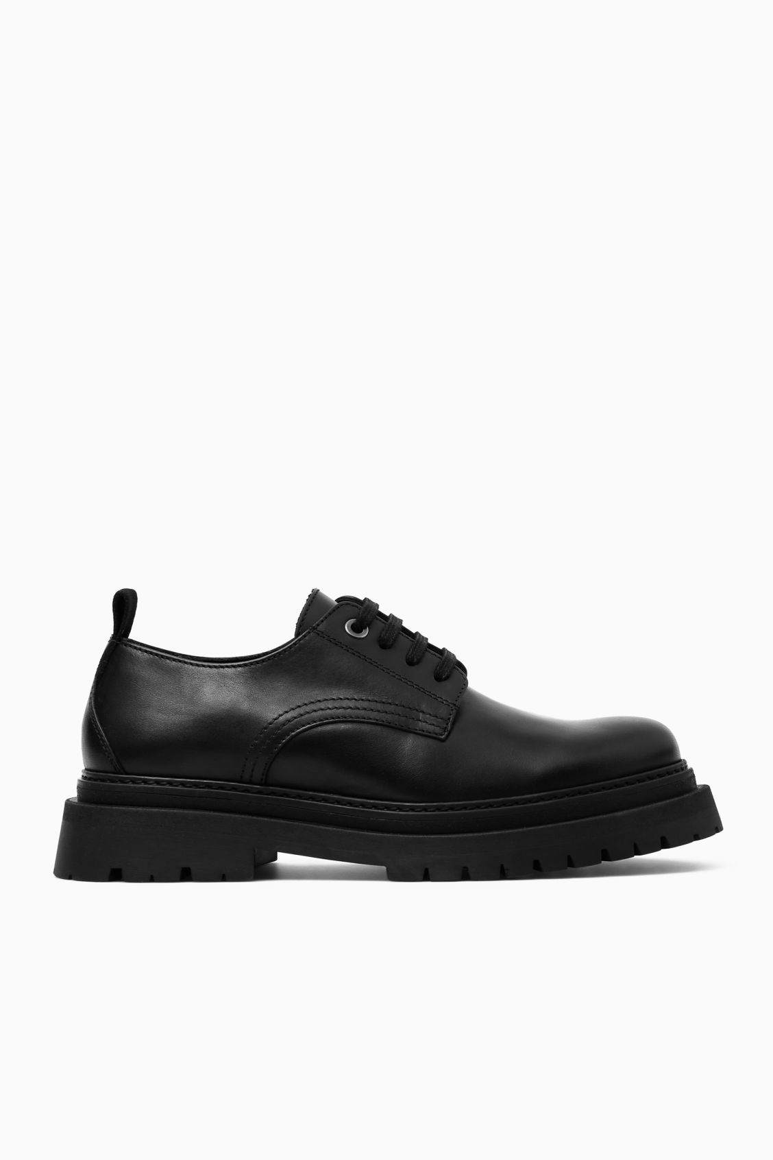 COS Chunky Leather Derby Shoes in BLACK | endource