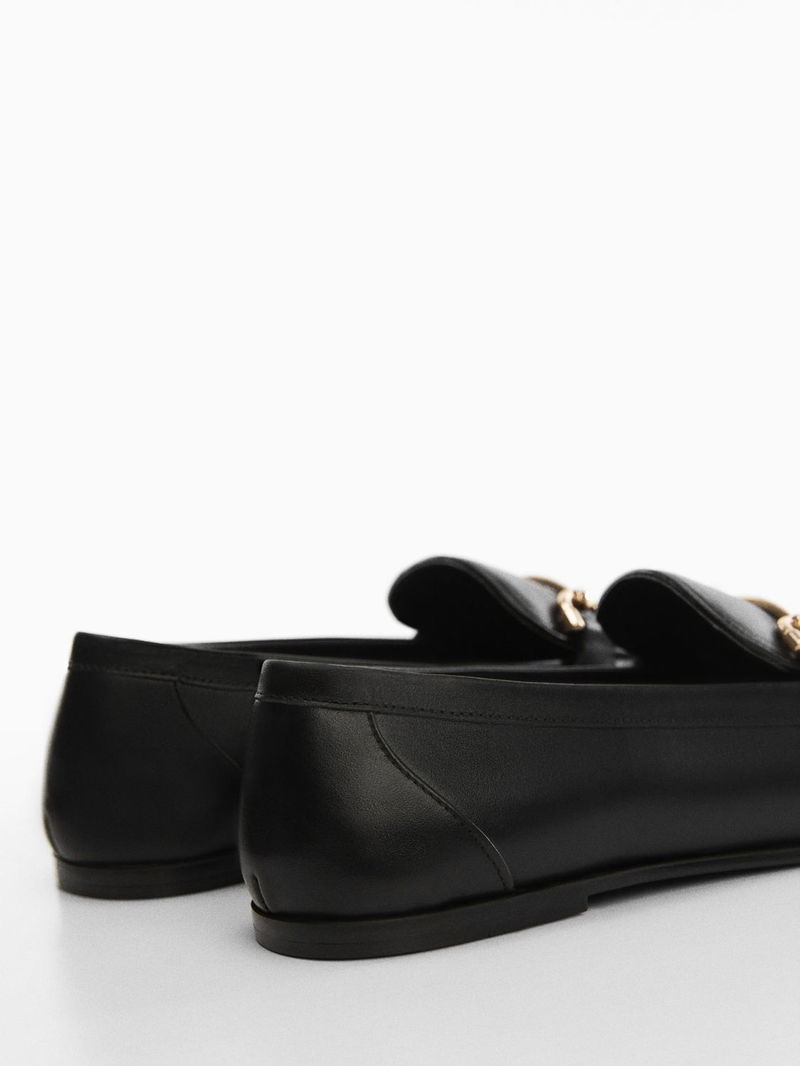 MANGO Leather Loafers in Black | Endource