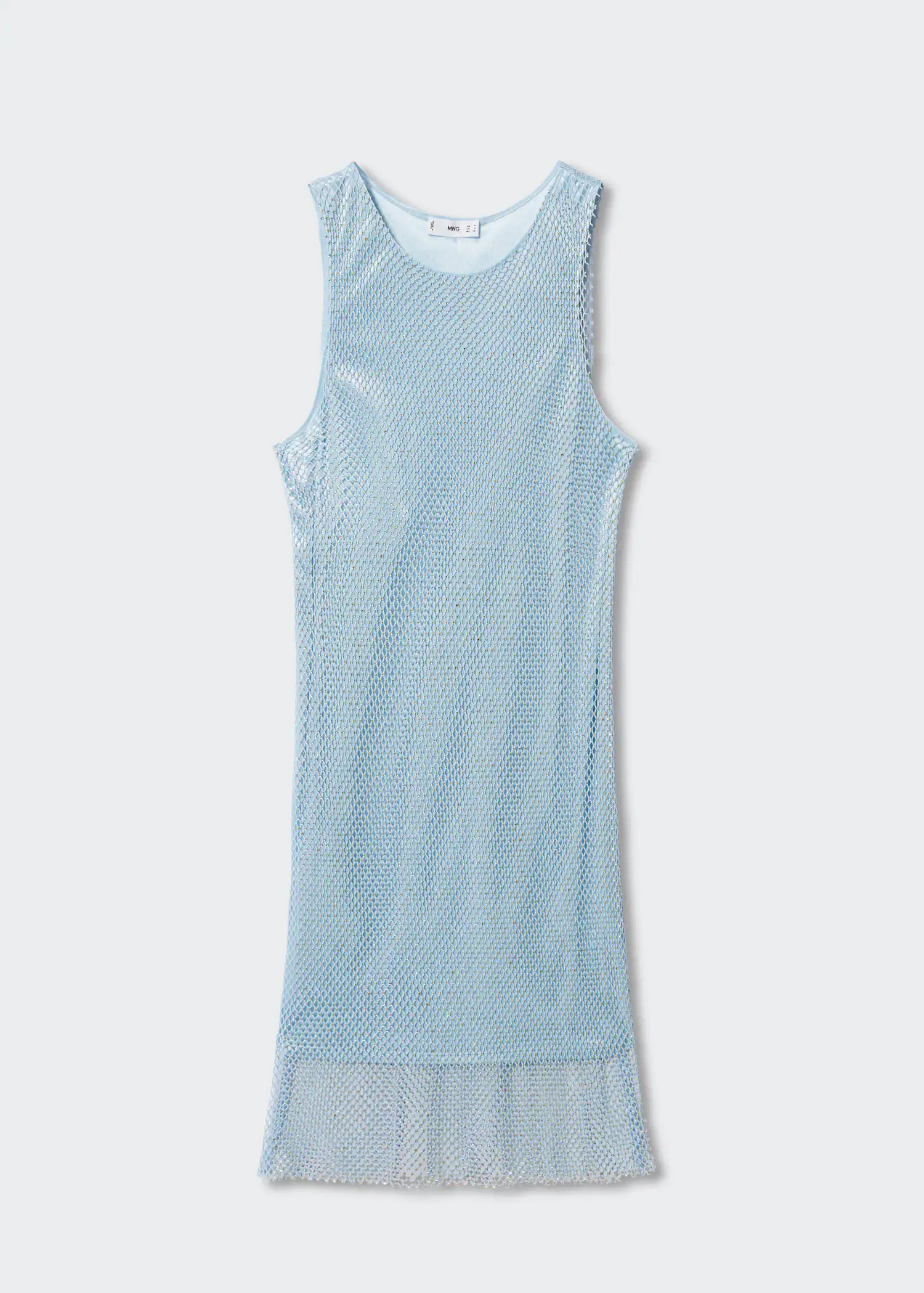 MANGO Satin Strass Dress in Sky Blue | endource