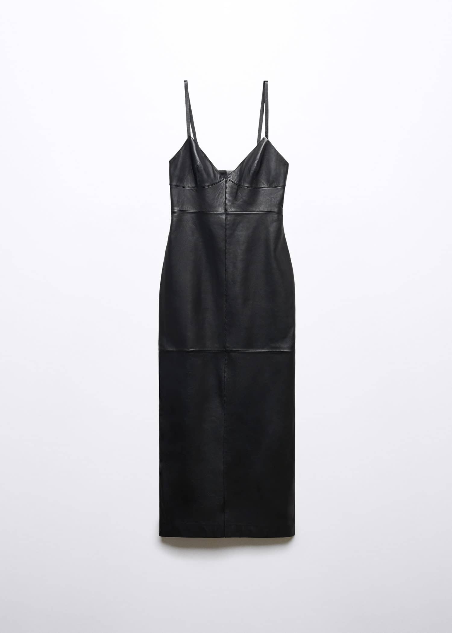 MANGO Leather Dress With Straps in Black | Endource