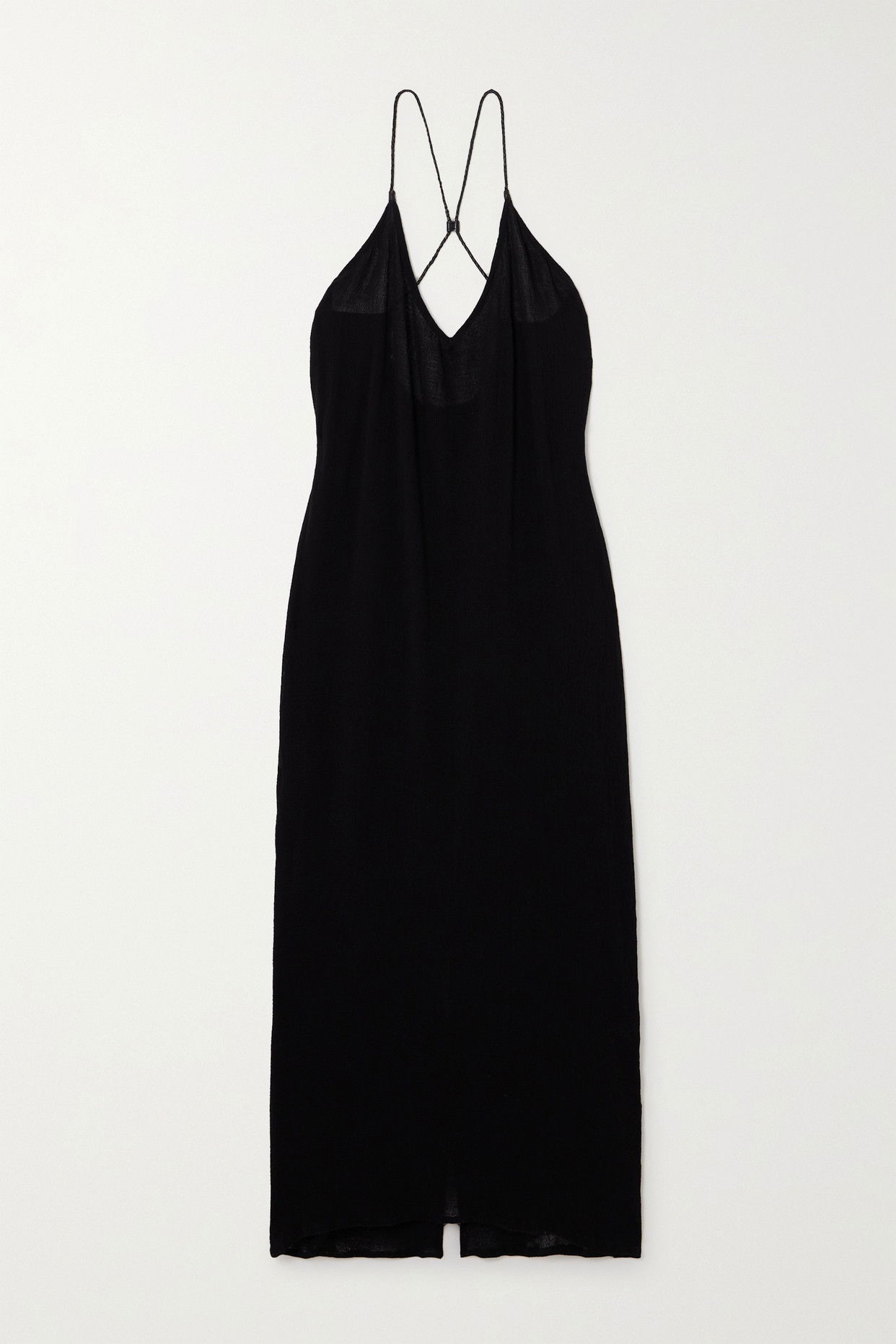 CARAVANA Edahi Leather-Trimmed Cotton-Gauze Maxi Dress in Green | Endource