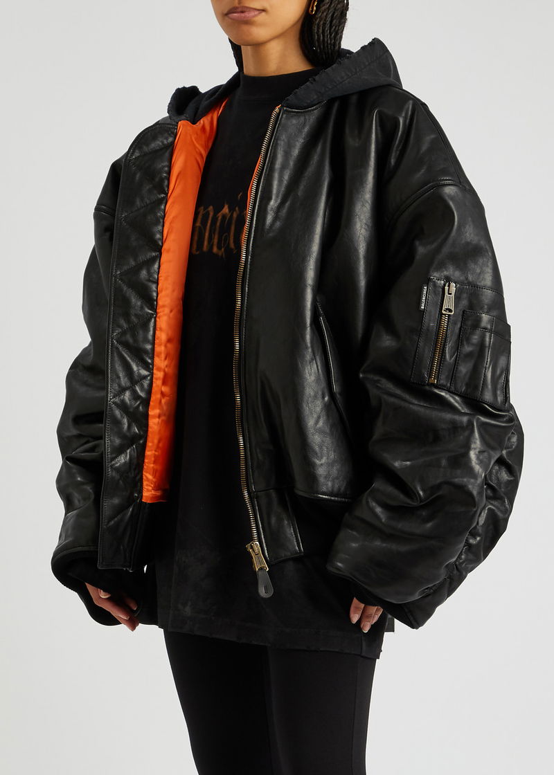BALENCIAGA Oversized Leather Bomber Jacket | endource