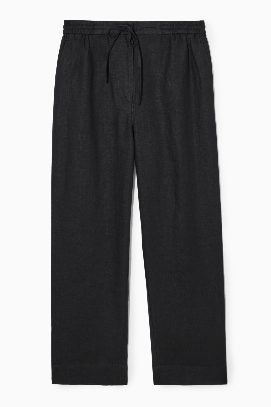 COS Barrel-Leg Linen Trousers in BLACK | endource