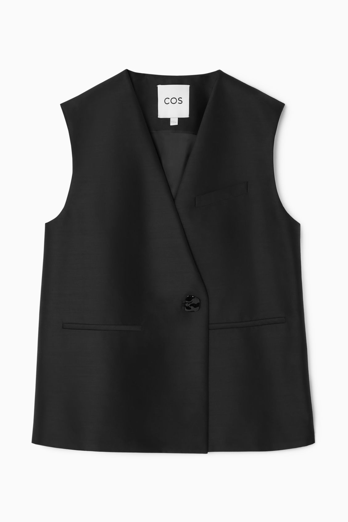 COS Button-Detail Wool-Blend Waistcoat in BLACK | endource