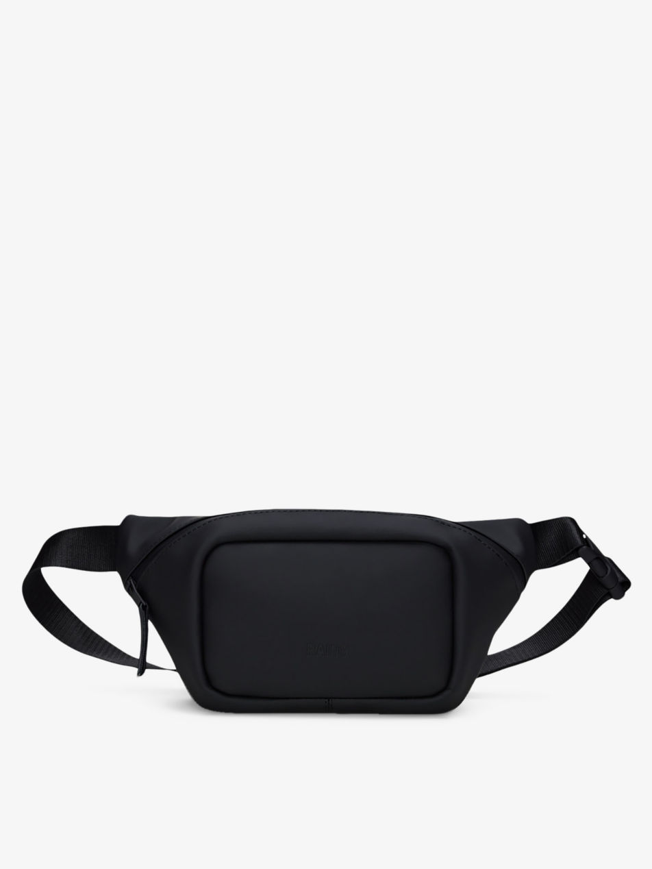RAINS Adjustable-Strap Coated Mini Bum Bag in 01 BLACK | endource