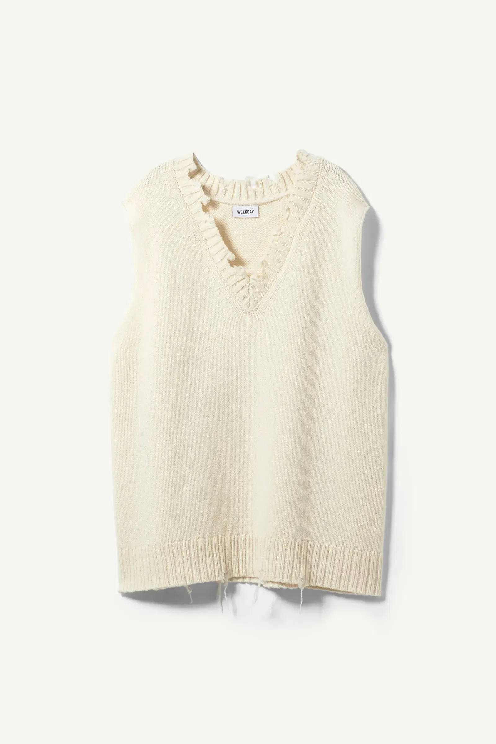 WEEKDAY Skill Oversized Wool Vest in Off-white | endource