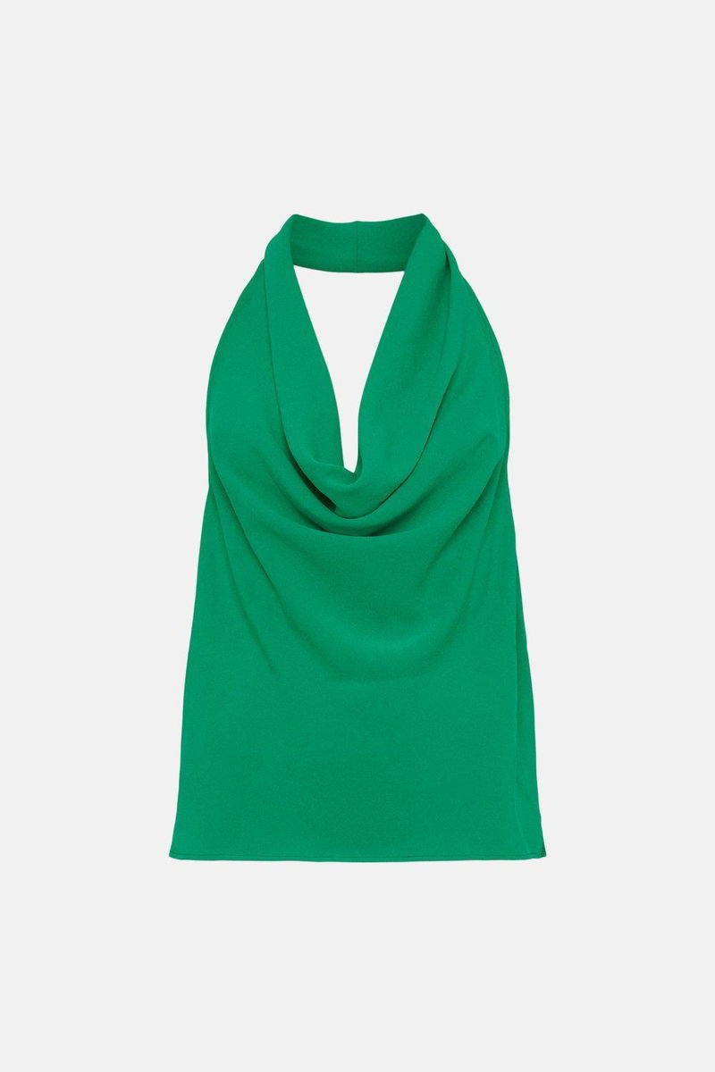 Karen Millen Fluid Crepe Cowl Halter Woven Top Endource