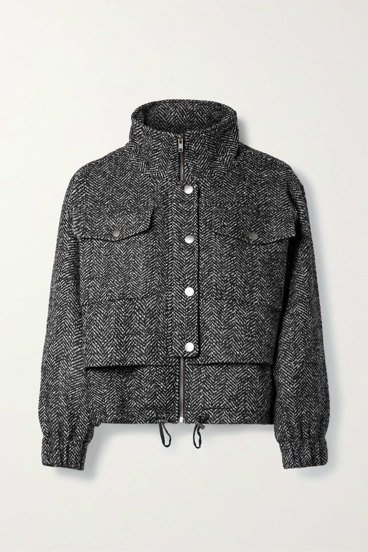 APIECE APART Selva Herringbone Bomber Jacket in Gray | Endource