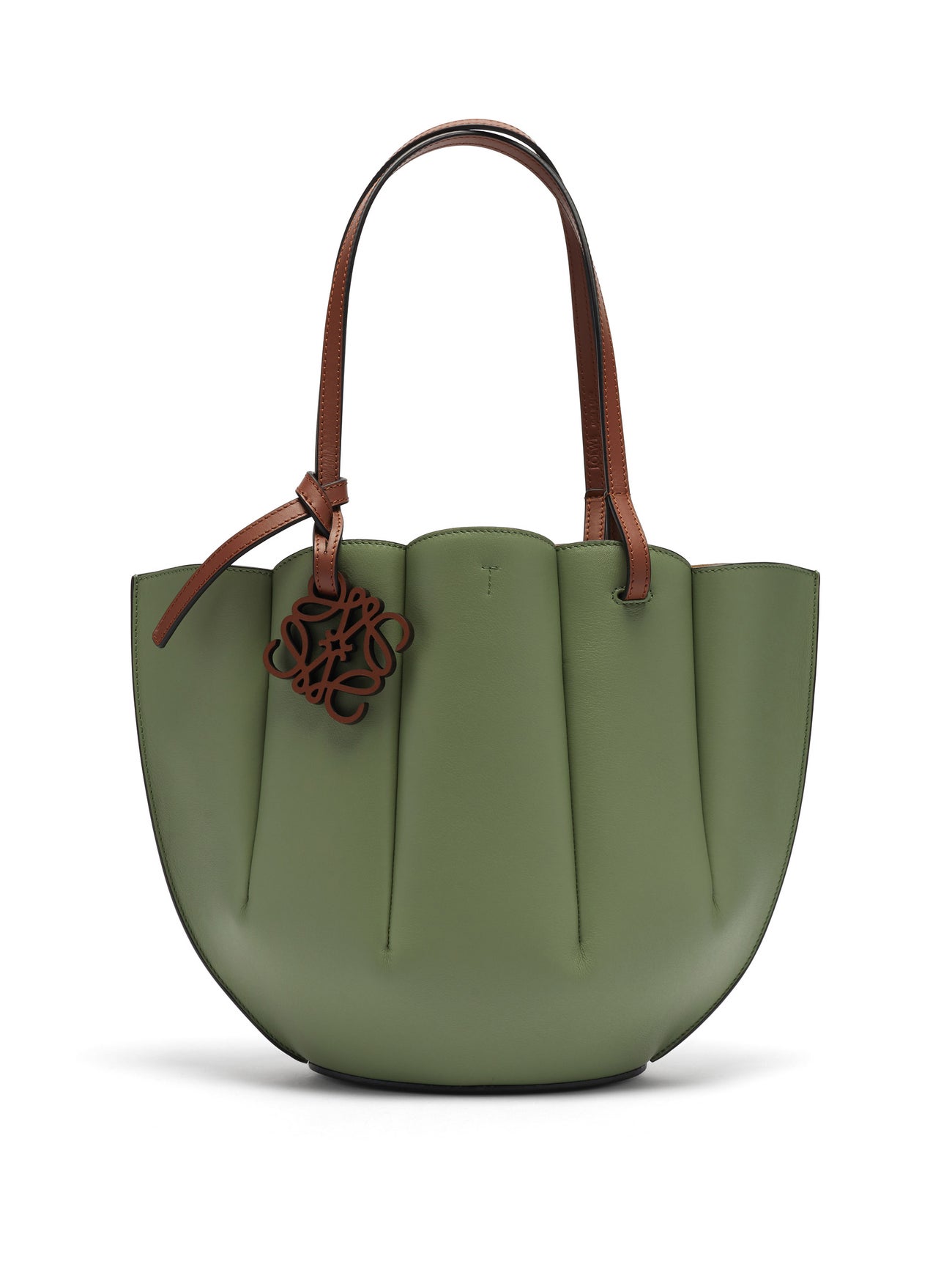 LOEWE Shell Small Leather Tote Bag in Green | Endource