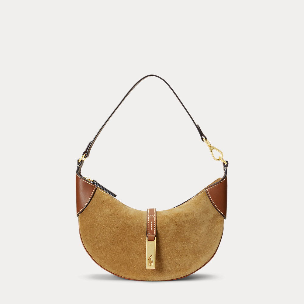 POLO RALPH LAUREN Polo ID Suede-Leather Mini Shoulder Bag in Brown ...