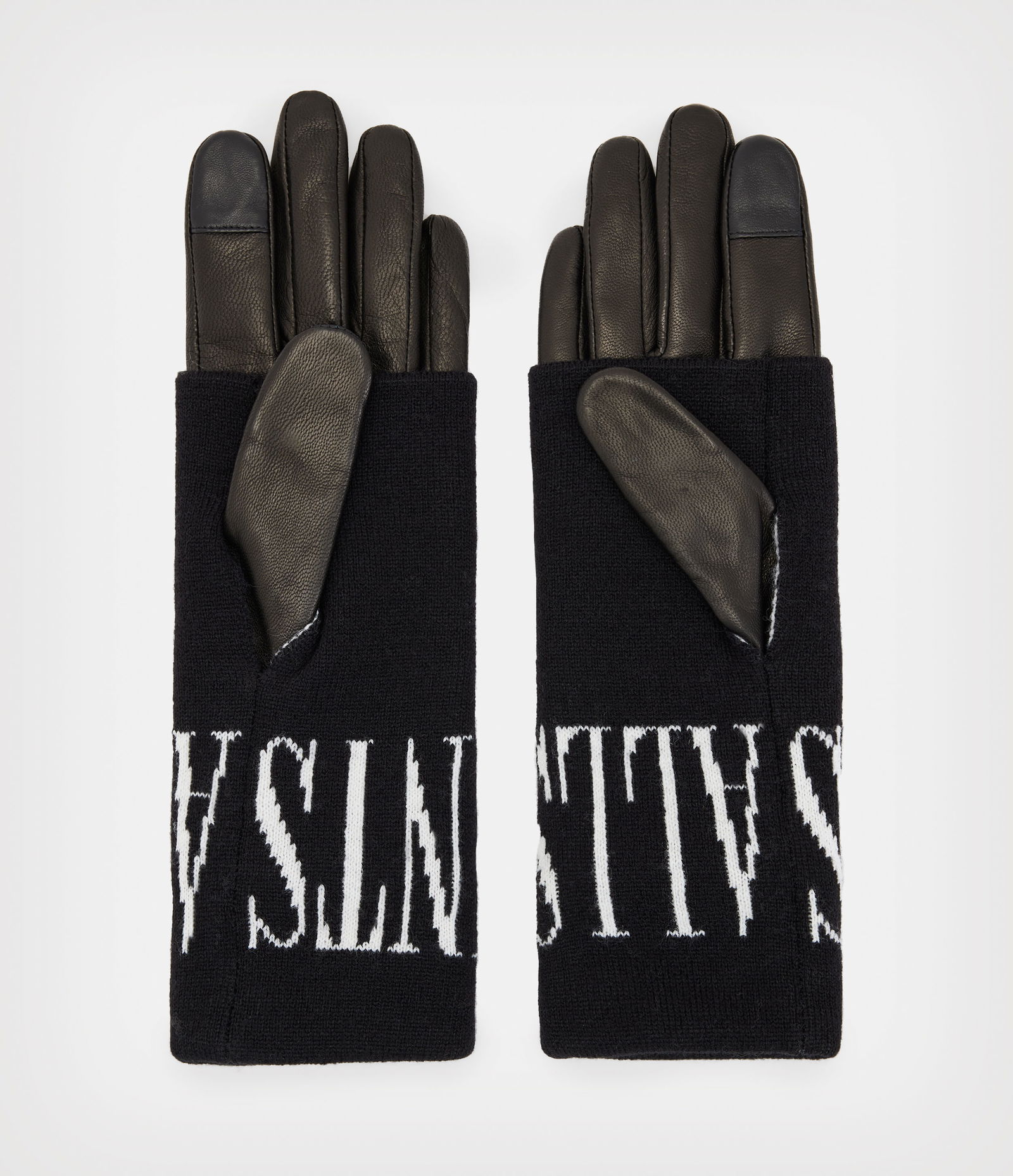 ALLSAINTS Zora Leather Gloves in Black/White | endource