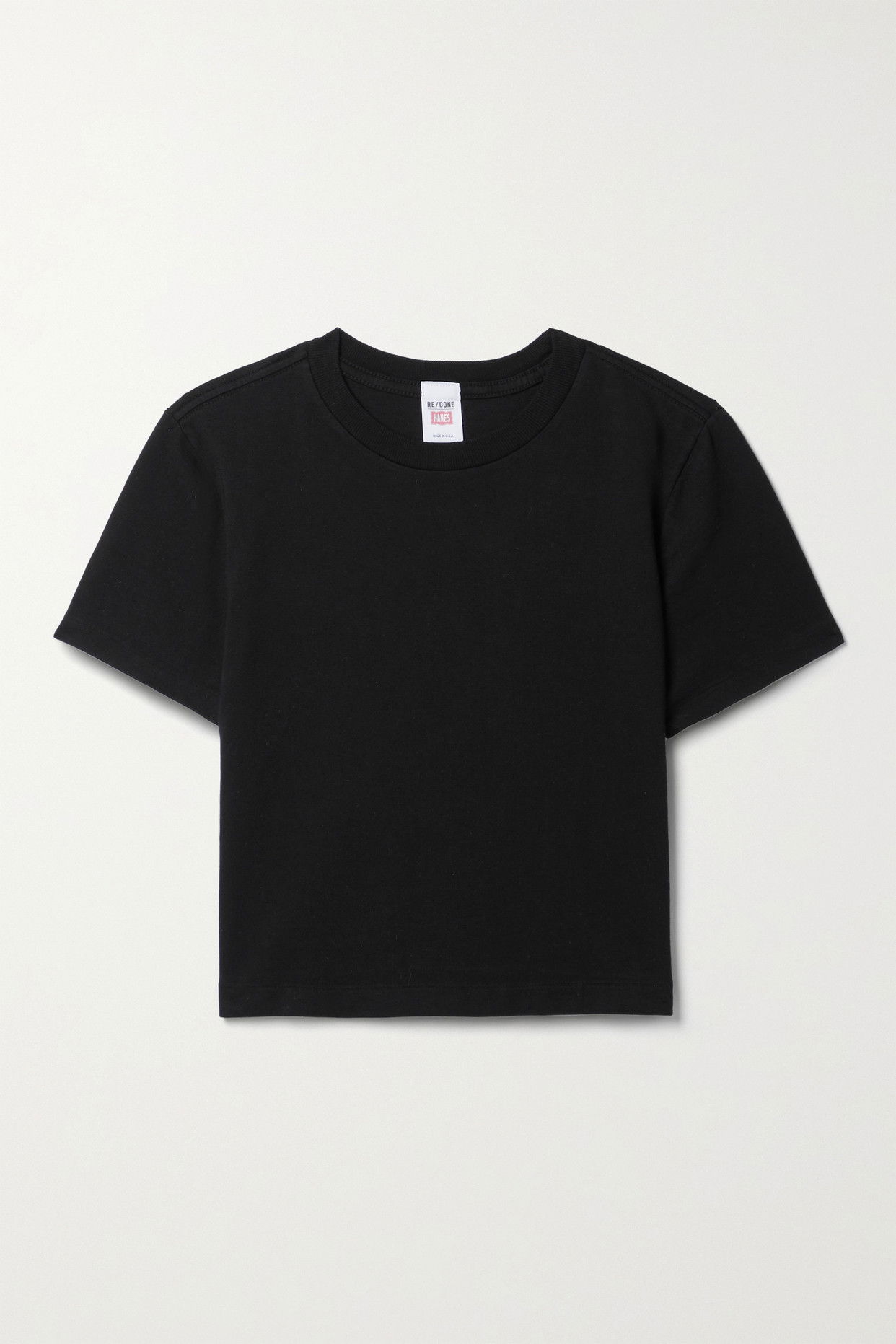 RE/DONE Hanes Micro Cropped T-Shirt in Black | endource