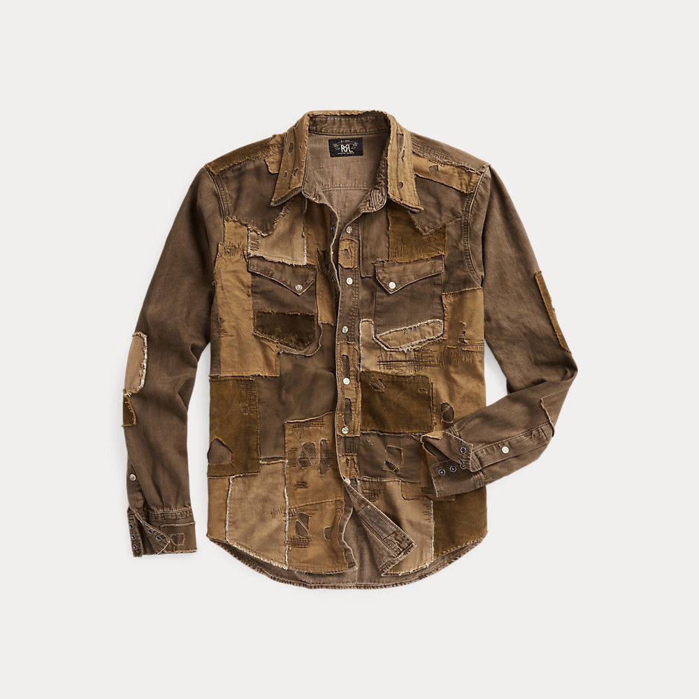 RALPH LAUREN RRL Limited Edition Patchwork Western Shirt in Brown ...