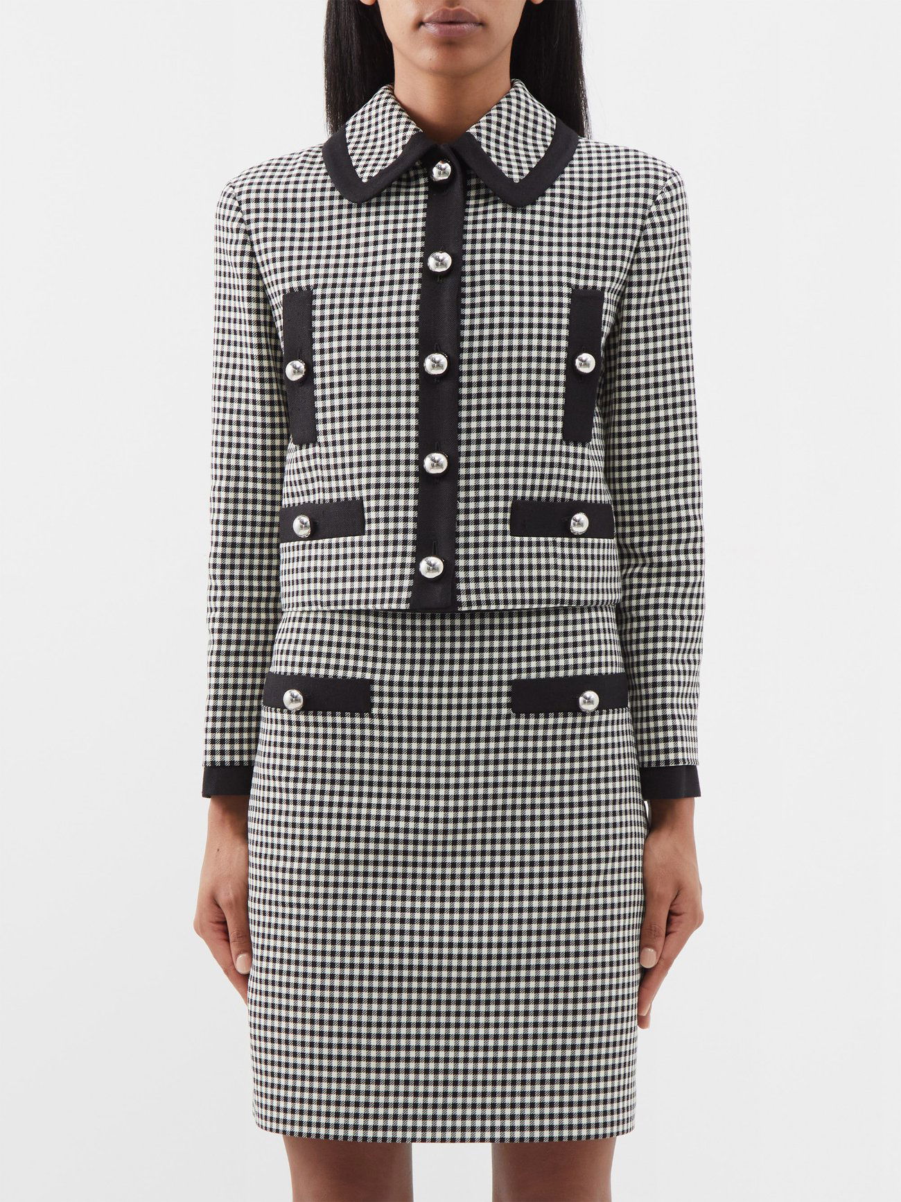 GUCCI Gingham-Check Jacket in Black | endource
