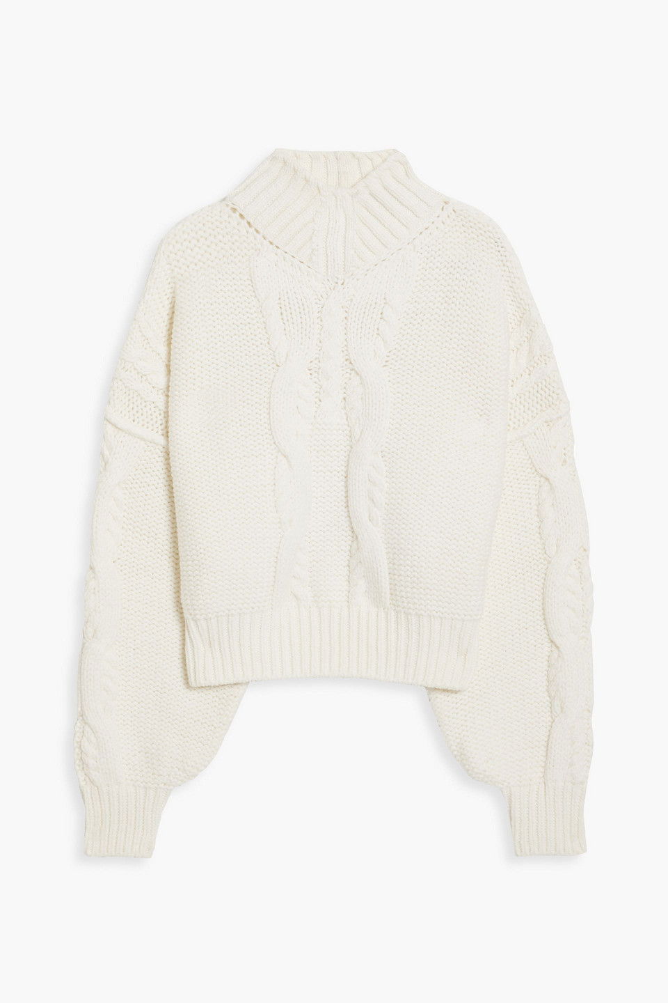 IRO Lyme Cable-Knit Merino Wool-Blend Turtleneck Sweater in White ...