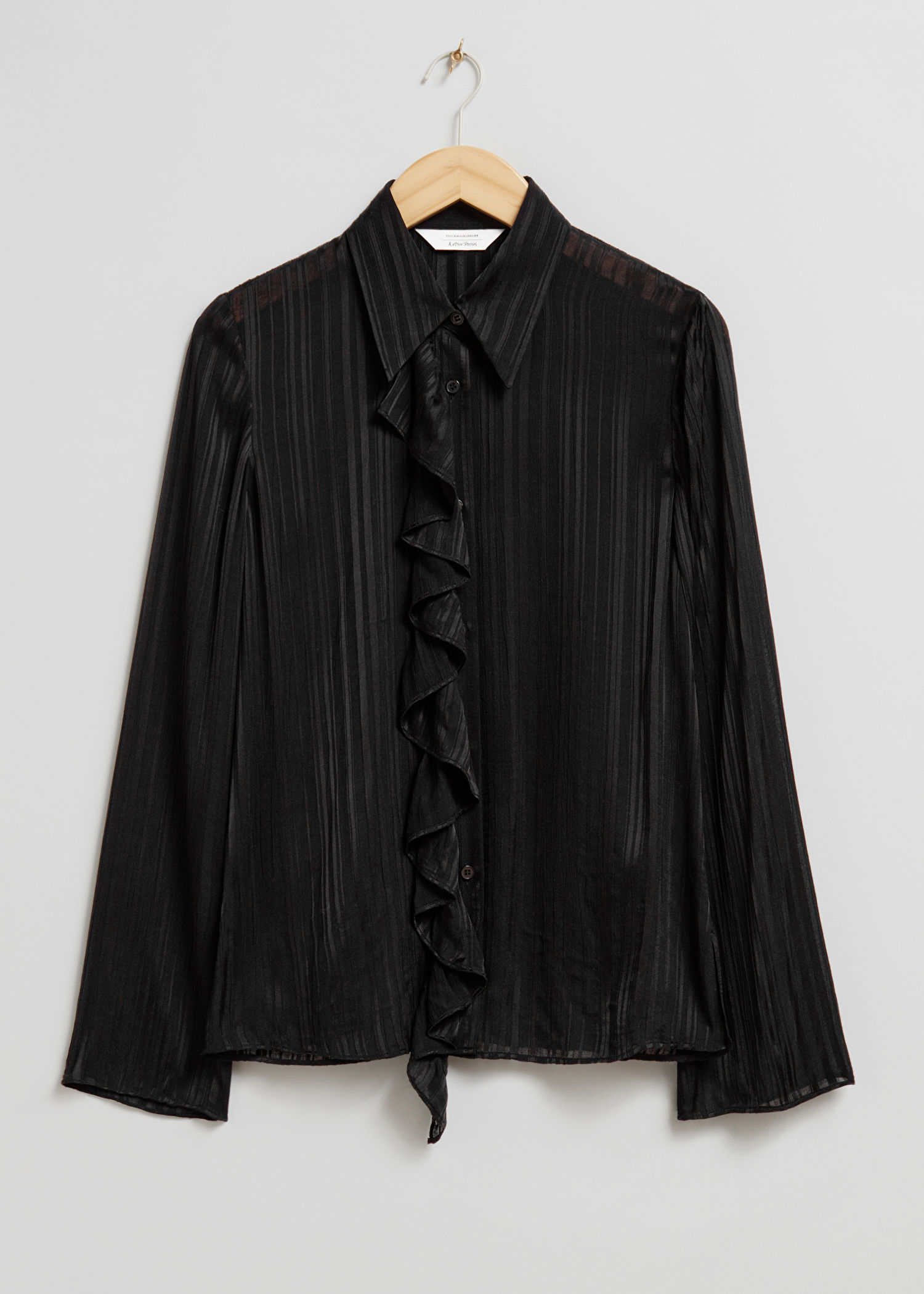 & OTHER STORIES Sheer Frill Shirt in Black | endource