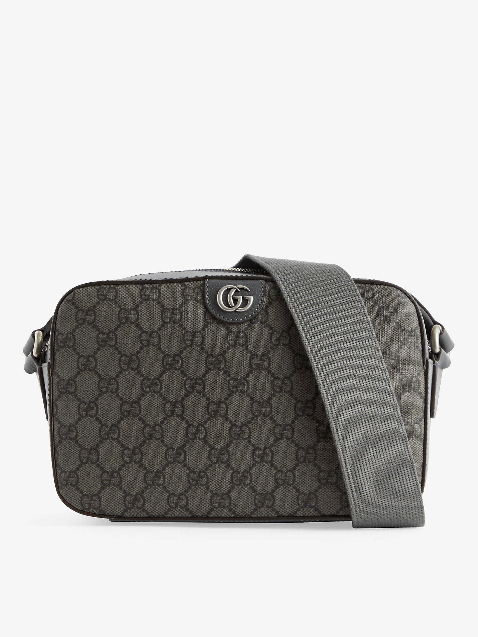 GUCCI Monogram-Pattern Coated Canvas Cross-Body Bag in Grey Blk/gr/gre ...