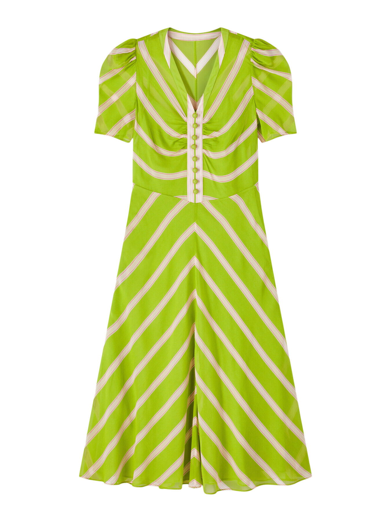 L.K. BENNETT Holzer Chevron Stripe Silk Dress in Green | Endource