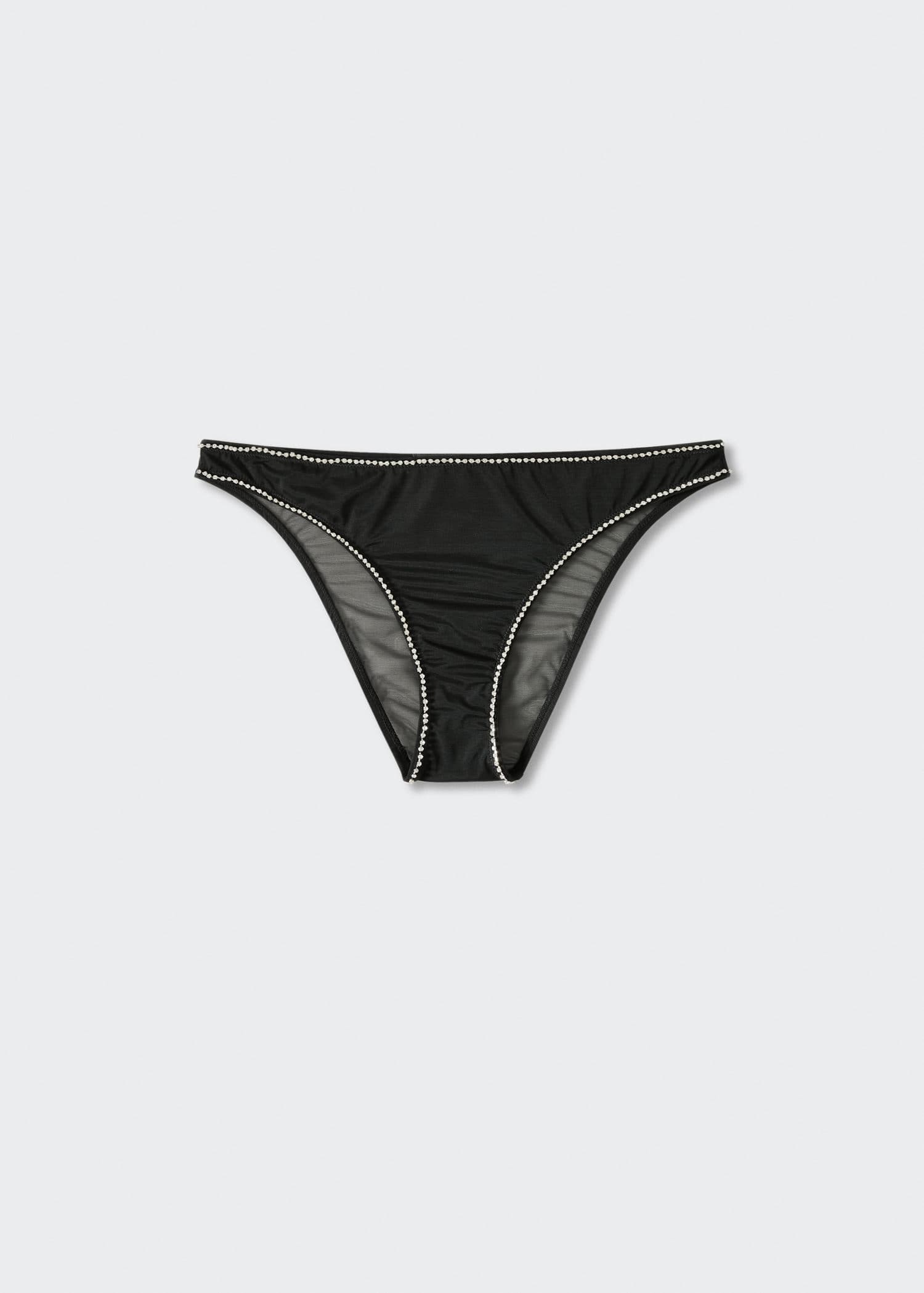 Mango Mango X Camille Panties With Strass Detail In Black Endource