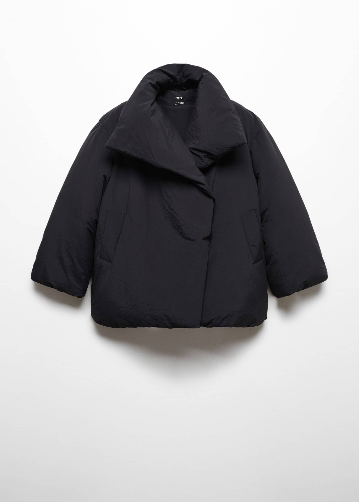 MANGO Short Quilted Anorak in Black | endource