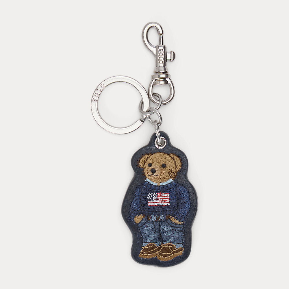 POLO RALPH LAUREN Polo Bear Leather Key Fob in Blue | endource