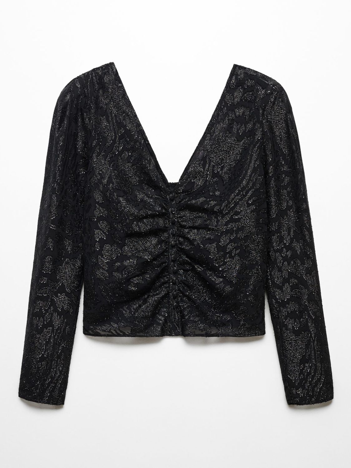 MANGO Gloria Lurex Jacquard Blouse in Black | endource