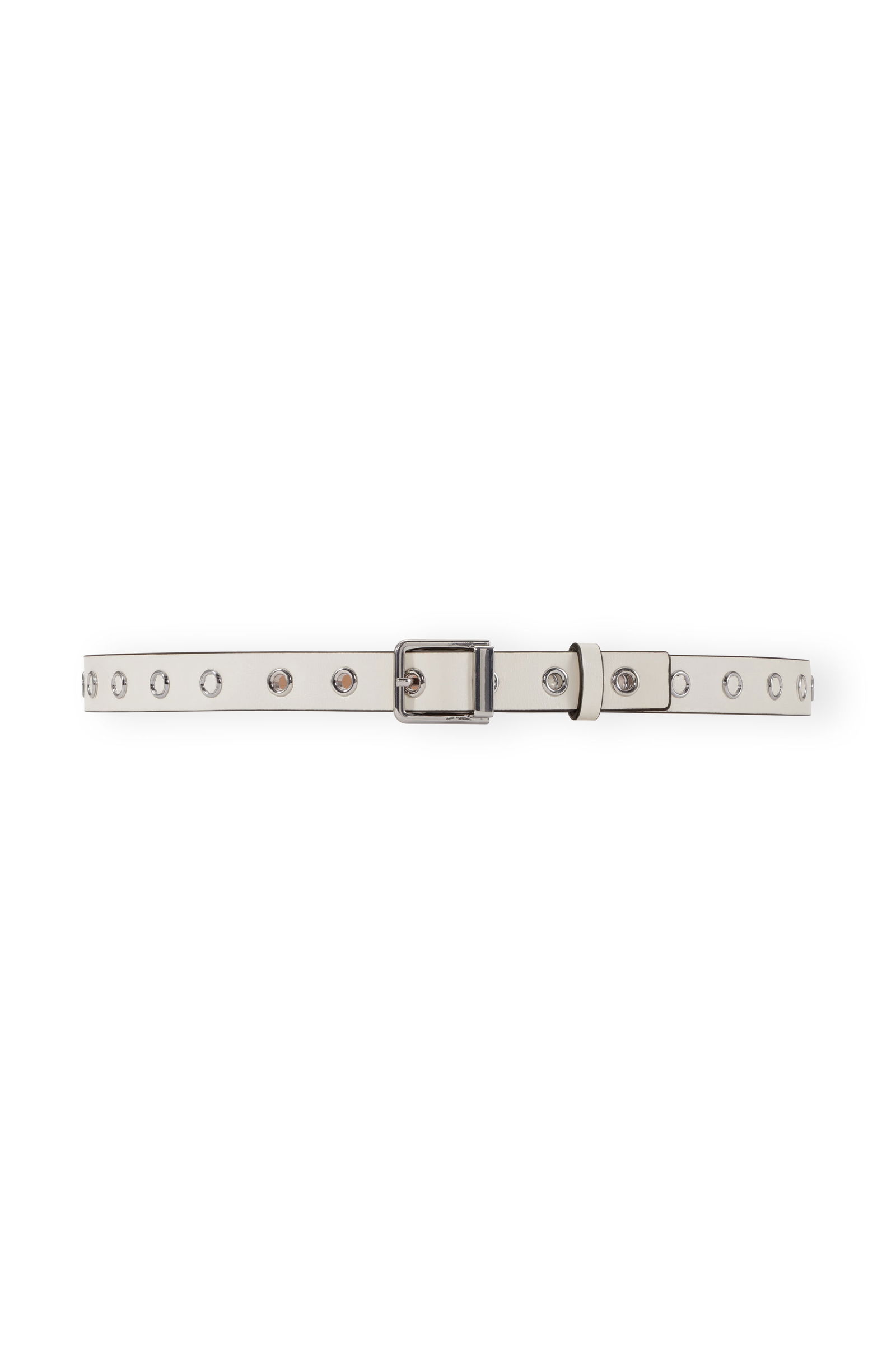GANNI Eyelet Thin Waist Belt in Egret | endource