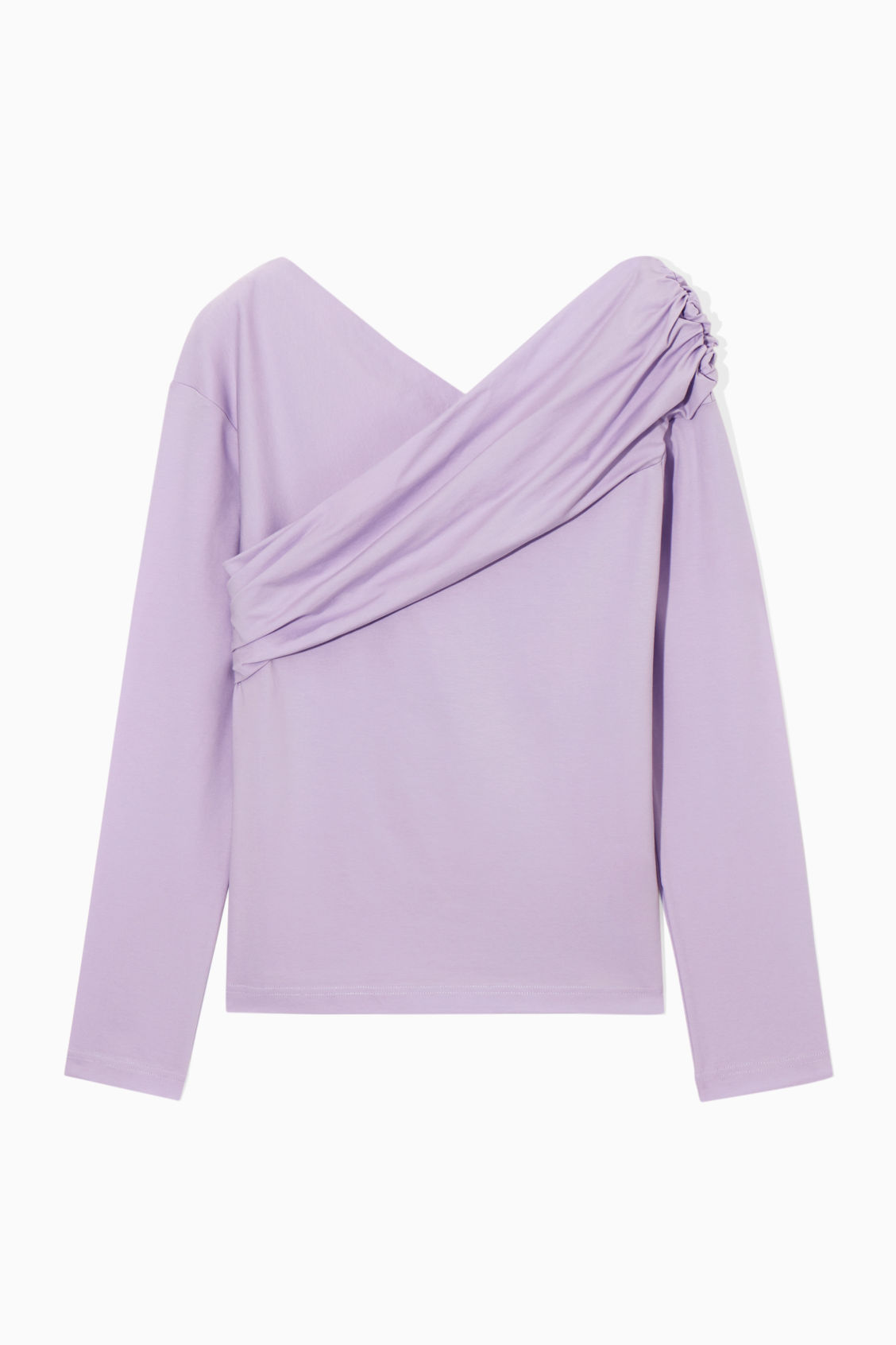 COS Gathered Off-The-Shoulder Asymmetric Top in LIGHT LILAC | Endource