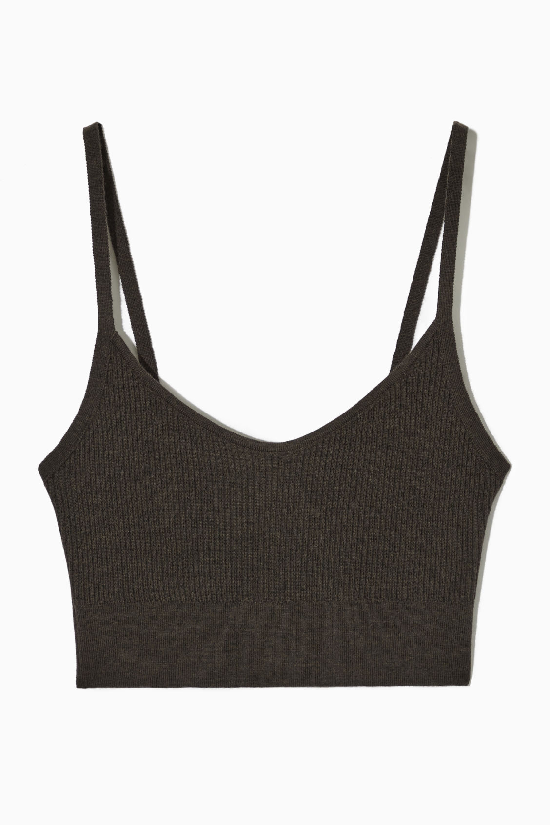 COS Ribbed Wool Bralette in DARK BROWN | endource