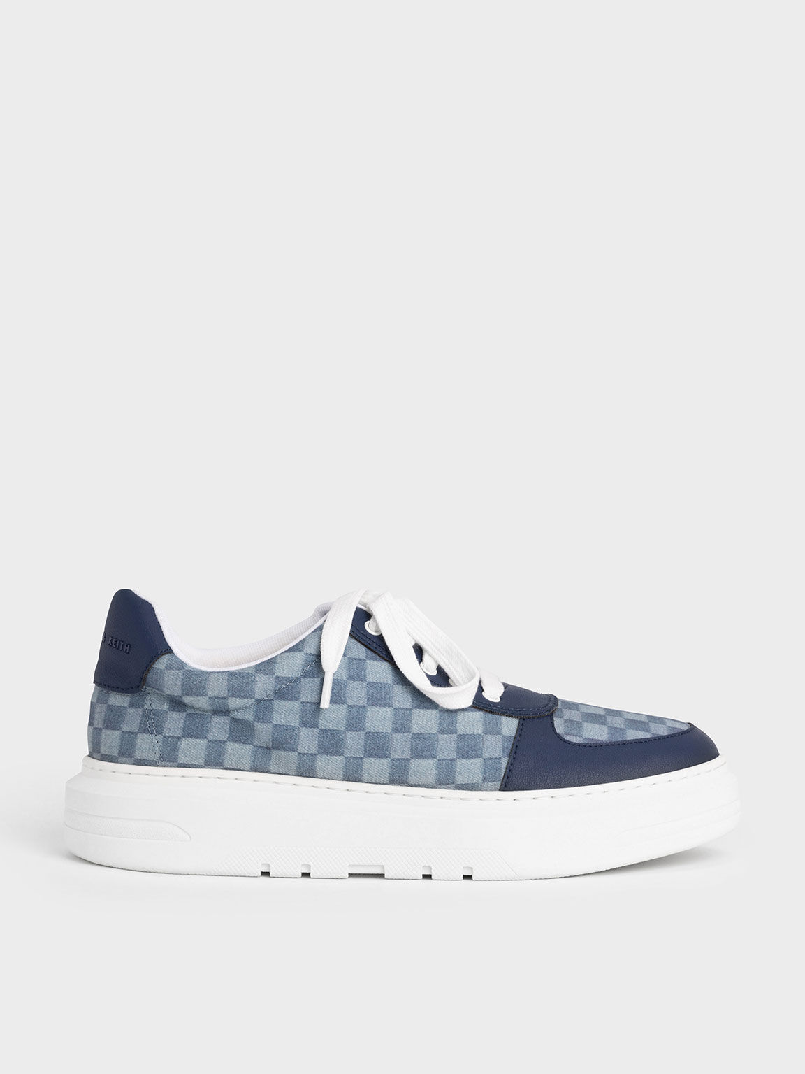CHARLES & KEITH Stevie Denim Checkered Sneakers in Blue | Endource