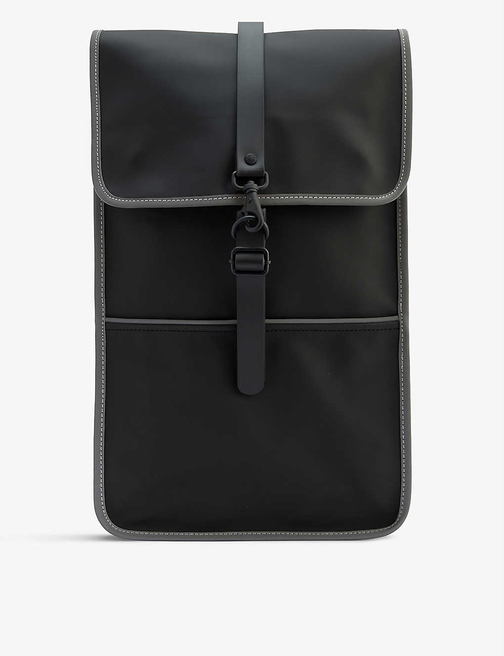 RAINS Flap-Front Waterproof Shell And Woven Backpack in BLACKREFLECTIVE | endource