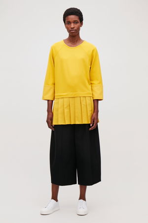 COS Woven-Jersey Mix Pleated Top | endource
