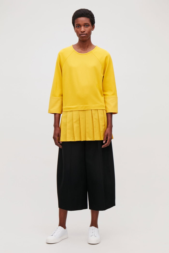COS Woven-Jersey Mix Pleated Top | endource